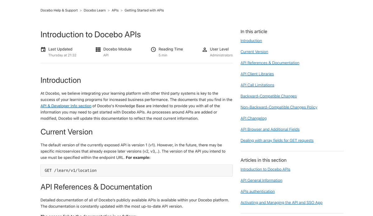 Docebo API Docs - Auth, Webhooks, SDKs for Developers | API Refs