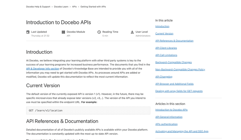 Docebo API Docs - Auth, Webhooks, SDKs for Developers | API Refs