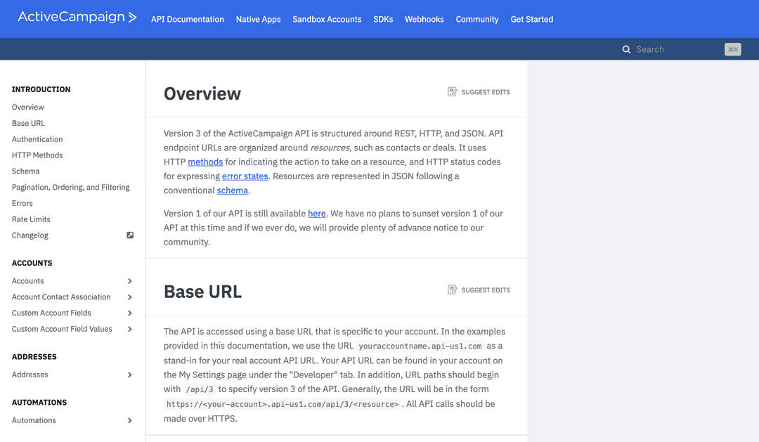 ActiveCampaign API Docs - Auth, Webhooks, SDKs for Developers | API Refs