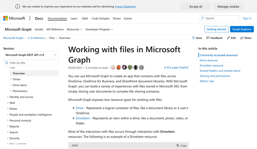 OneDrive API Docs - Auth, Webhooks, SDKs for Developers | API Refs