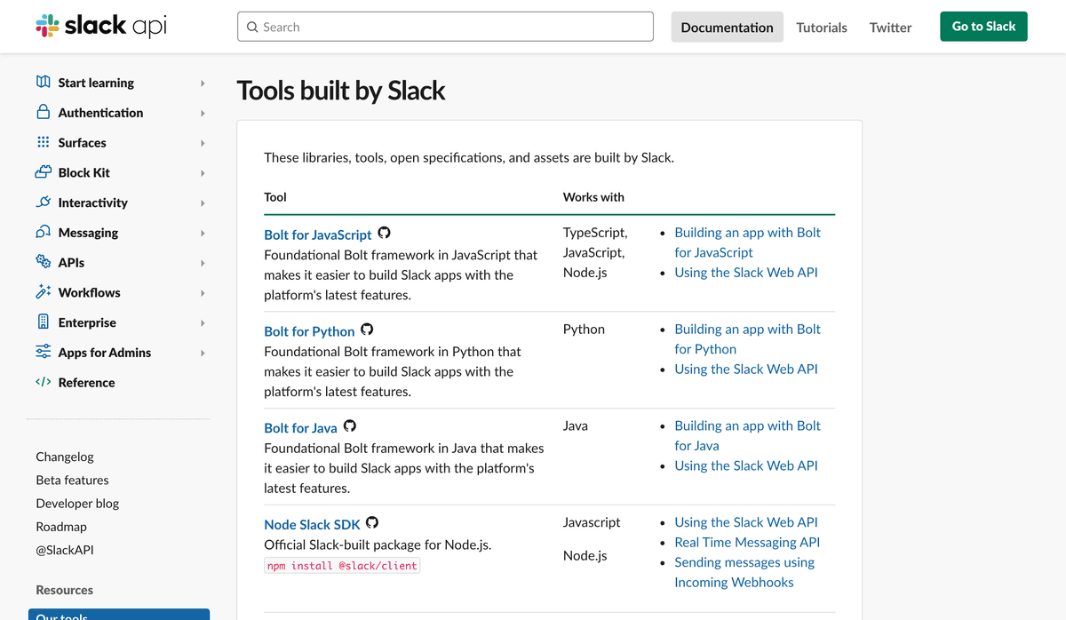 Slack API Docs - Auth, Webhooks, SDKs for Developers | API Refs