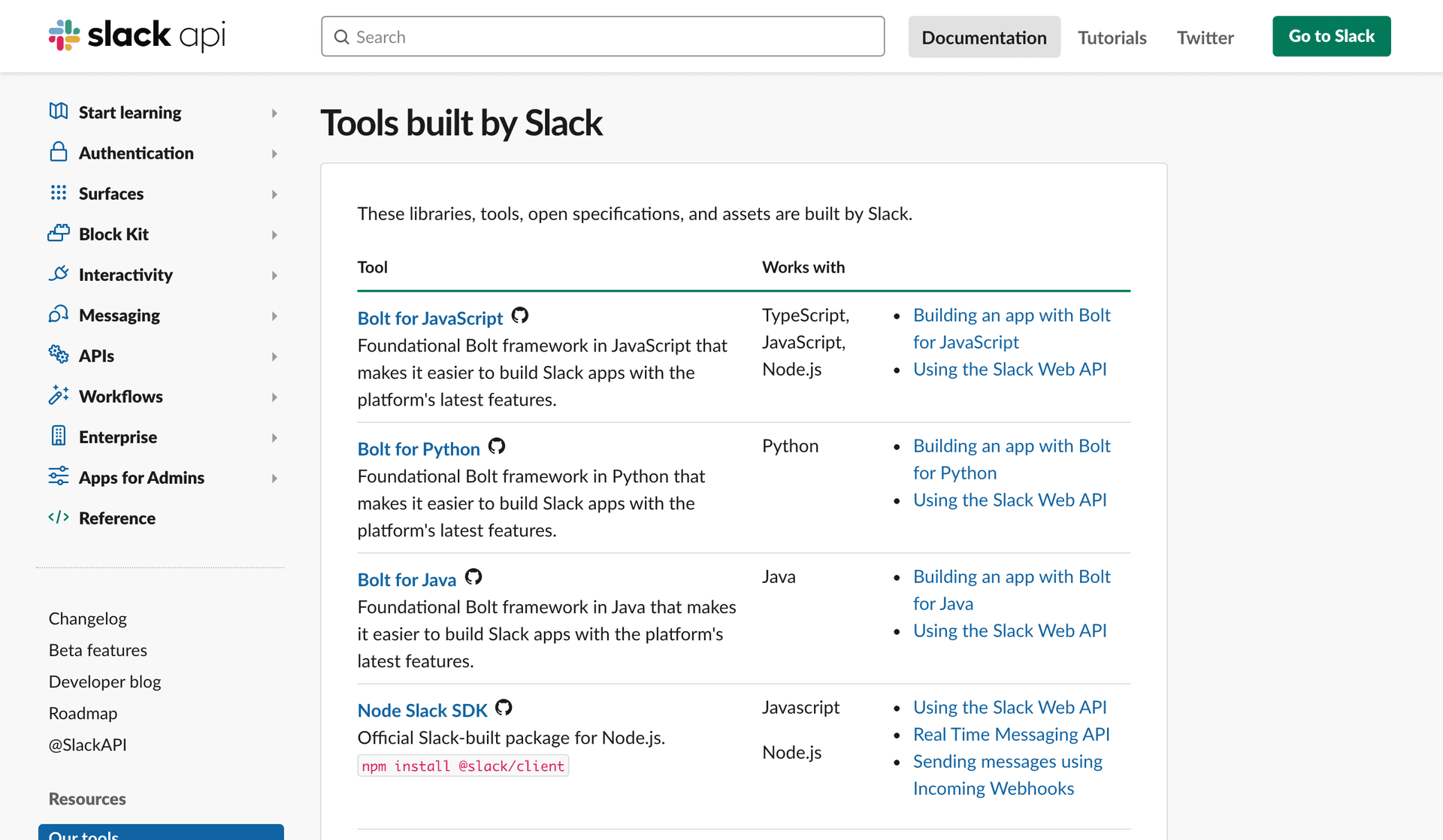 Slack API Docs - Auth, Webhooks, SDKs for Developers | API Refs