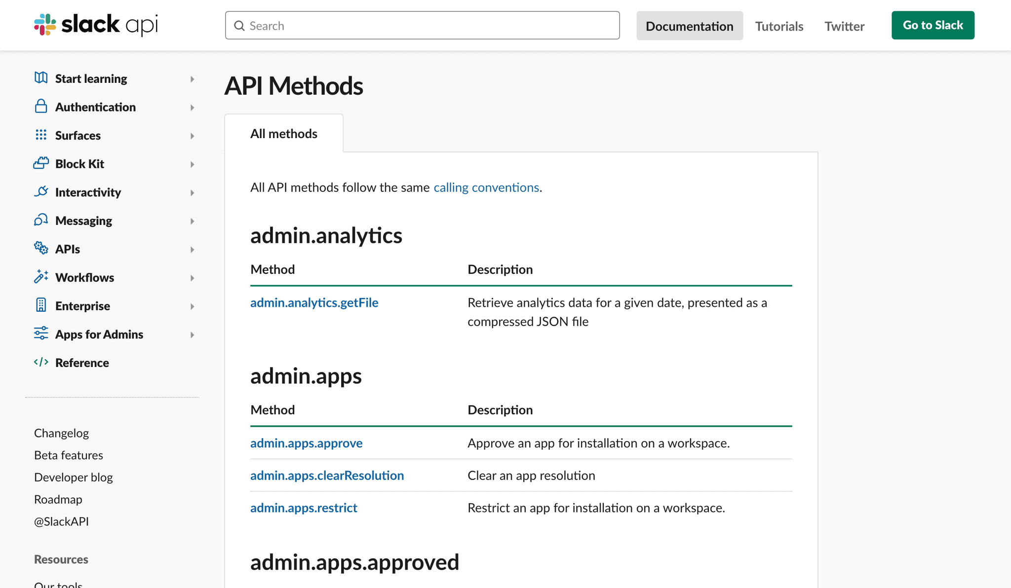 Slack API Docs - Auth, Webhooks, SDKs for Developers | API Refs