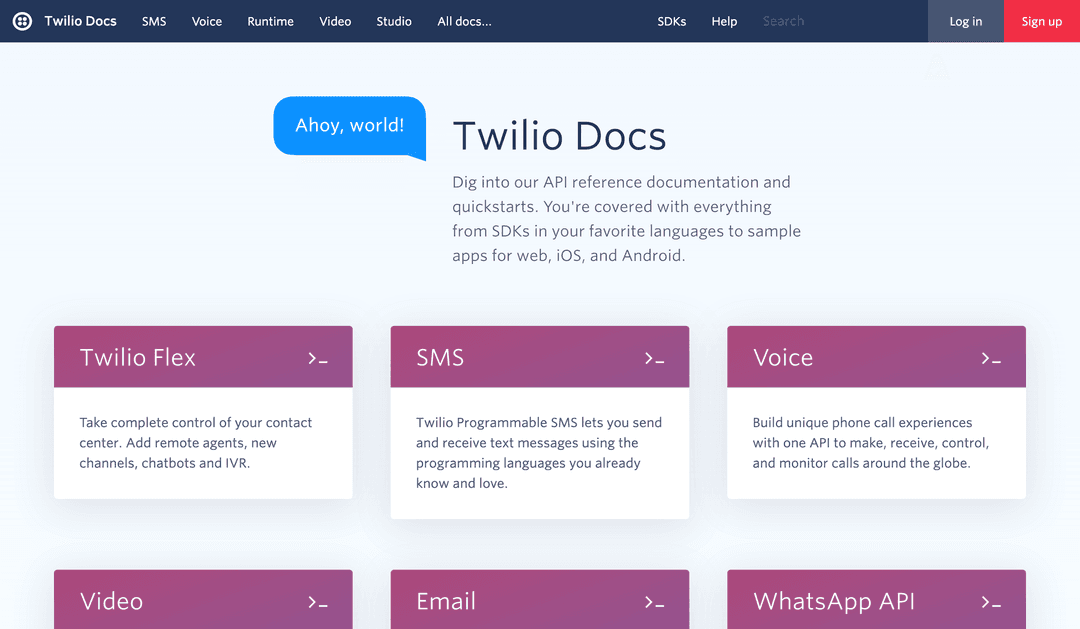 Twilio API Docs - Auth, Webhooks, SDKs for Developers | API Refs